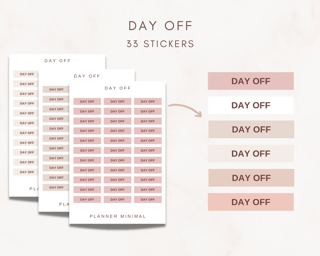 DAY OFF Planner Stickers for Work, Neutral Stickers, Aesthetic Stickers ...