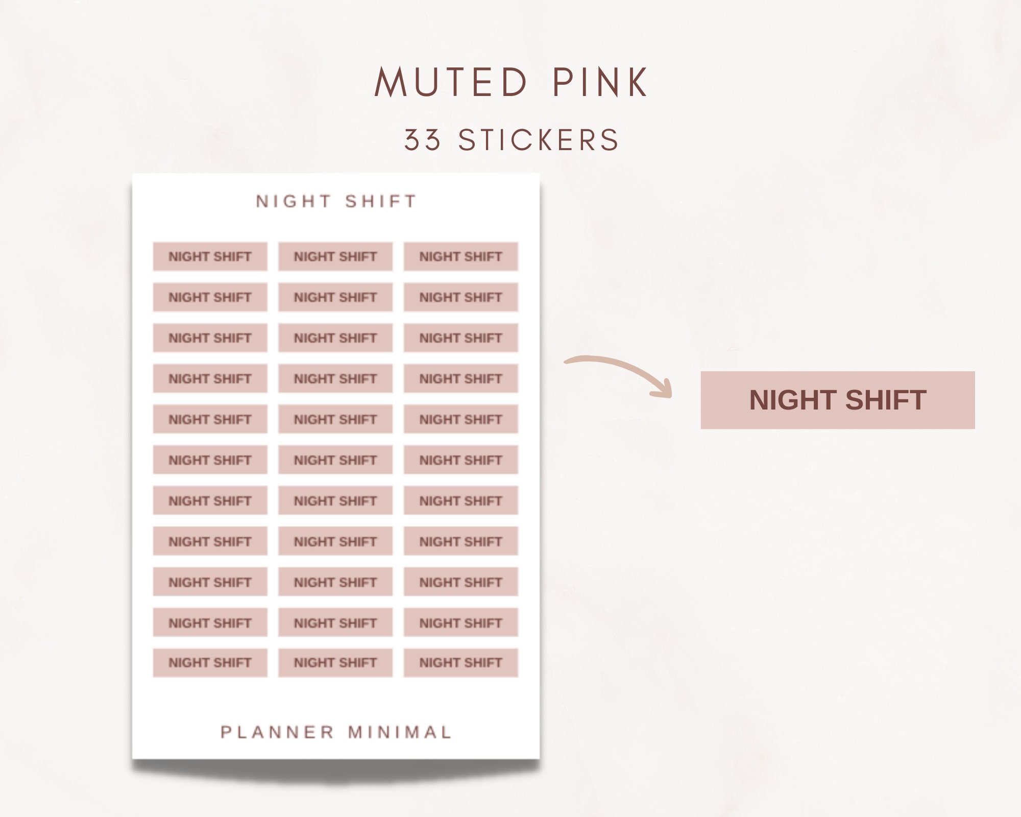 NIGHT SHIFT Planner Stickers, Neutral Planner Sticker Sheet, NURSE ...