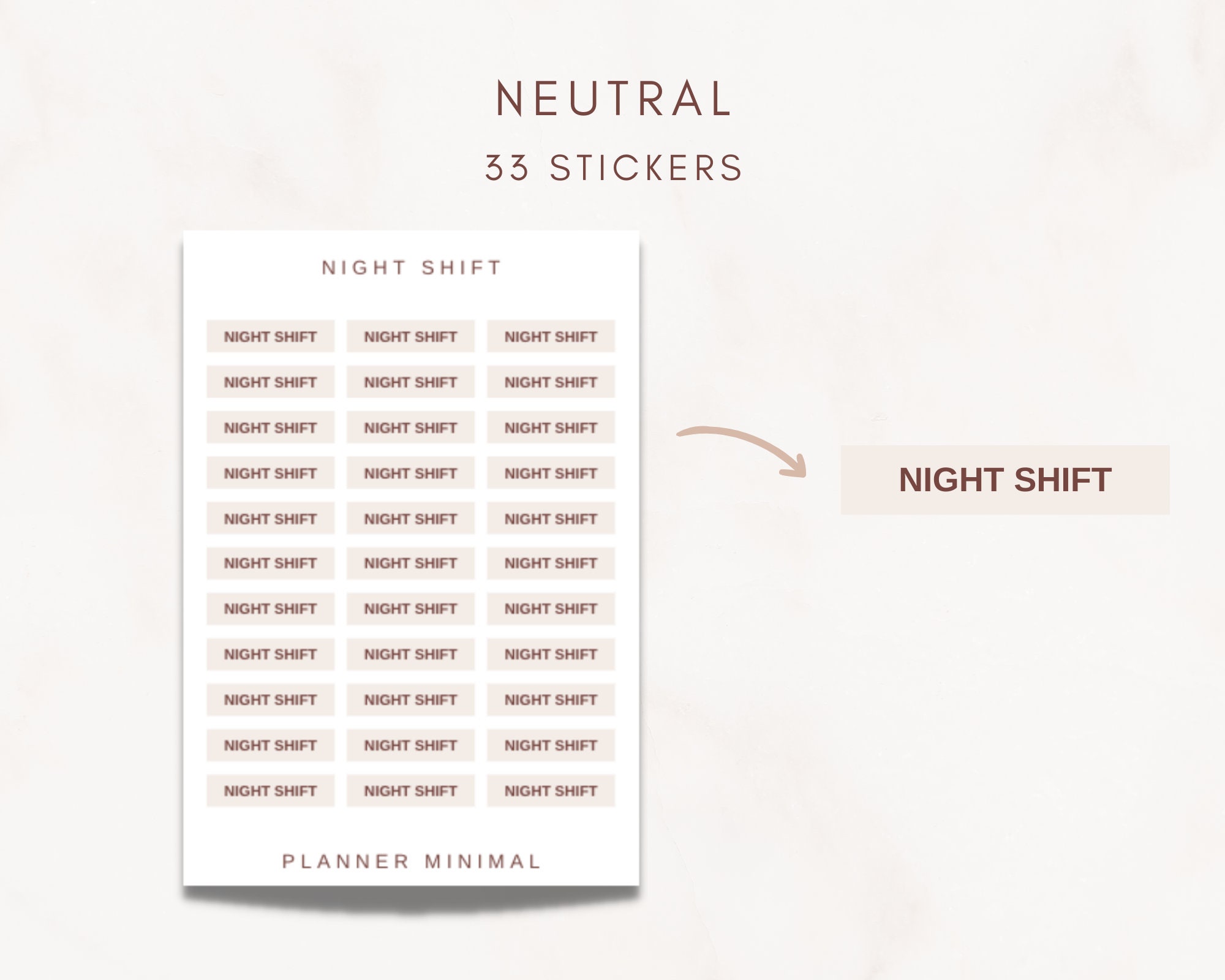 NIGHT SHIFT Planner Stickers, Neutral Planner Sticker Sheet, NURSE ...