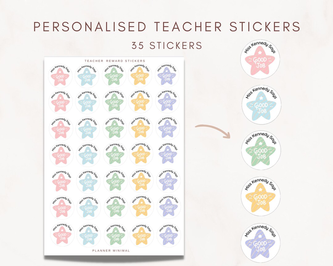 Good Job Teacher Stickers Star Teacher Stickers Personalised - Etsy ...