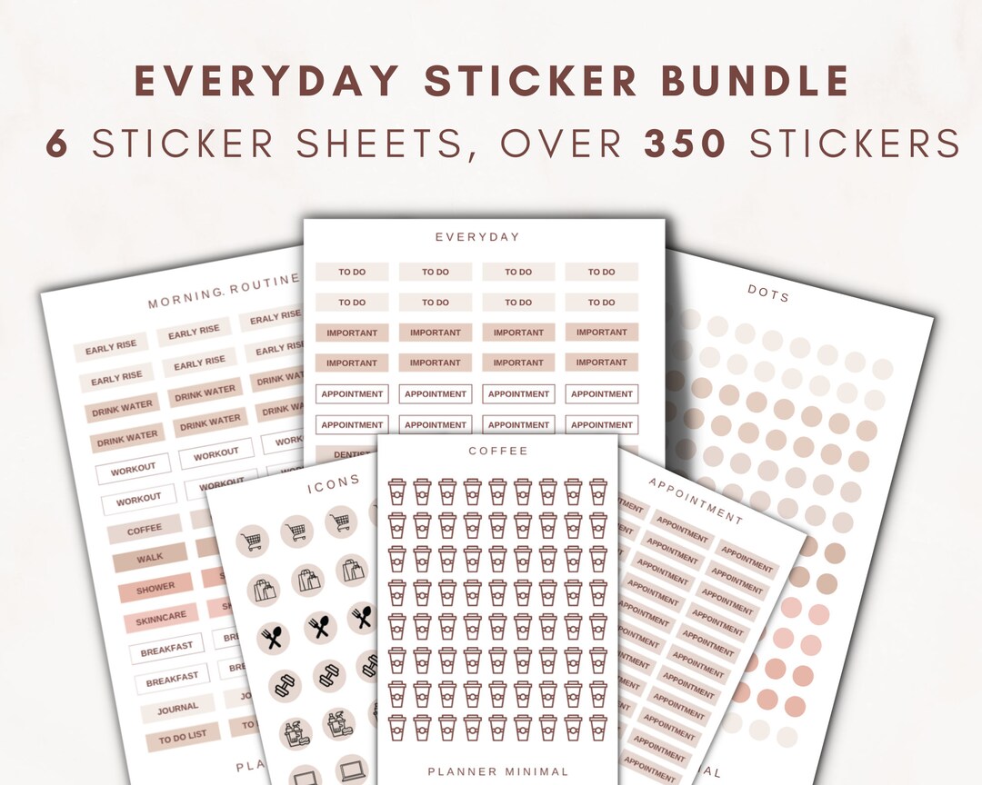 Everyday PLANNER STICKER BUNDLE, Neutral Planner Sticker Bundle ...