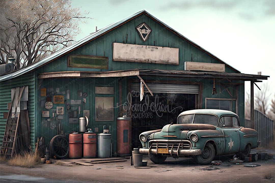 Mechanic Garage Digital Backdrop, Digital Backdrop for Photoshop, AI ...