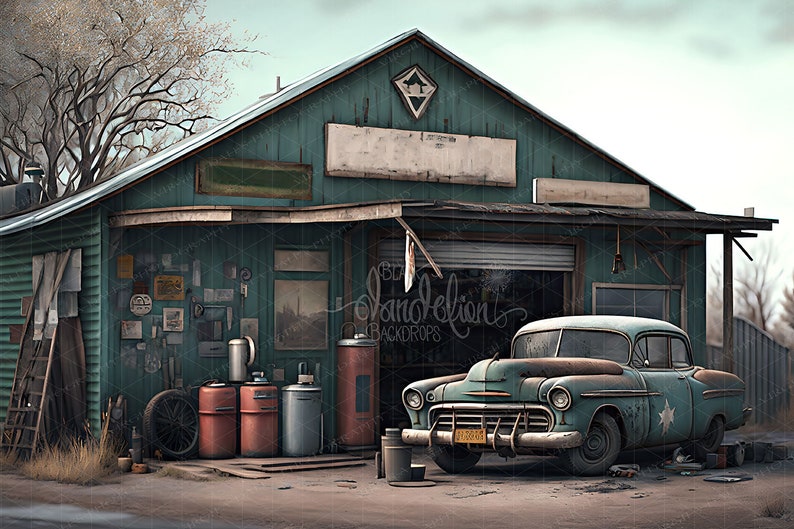 Mechanic Garage Digital Backdrop, Digital Backdrop for Photoshop, AI ...