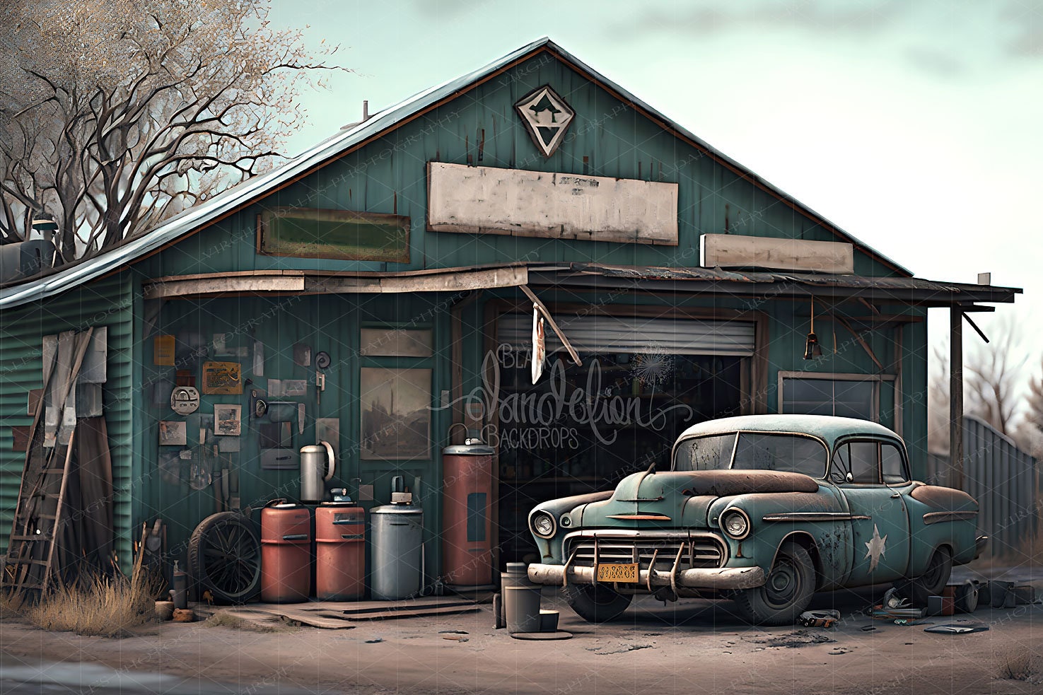Mechanic Garage Digital Backdrop, Digital Backdrop for Photoshop, AI ...