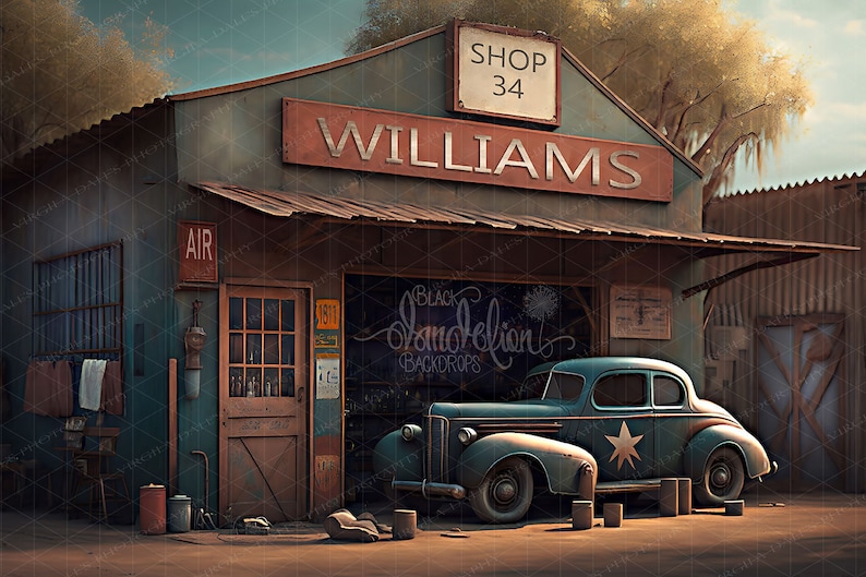 Mechanic Garage Digital Backdrop, Digital Backdrop for Photoshop, AI ...