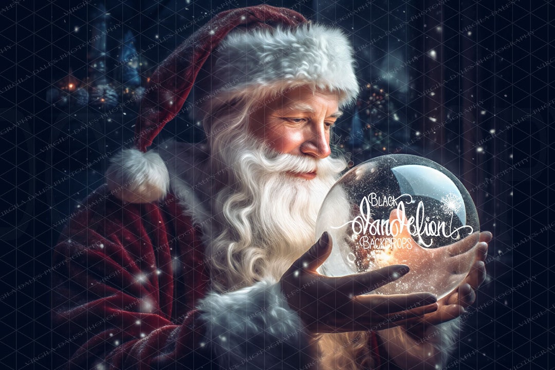 Santa Holding a Snow Globe Christmas AI Digital (Download Now) - Etsy