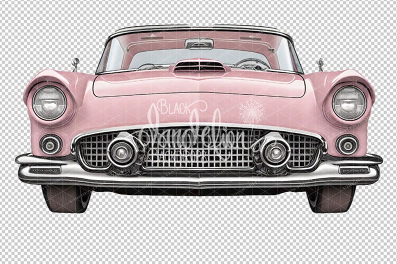 4 Pink Vintage Cars PNG Files, Overlays, AI Digital File - Etsy