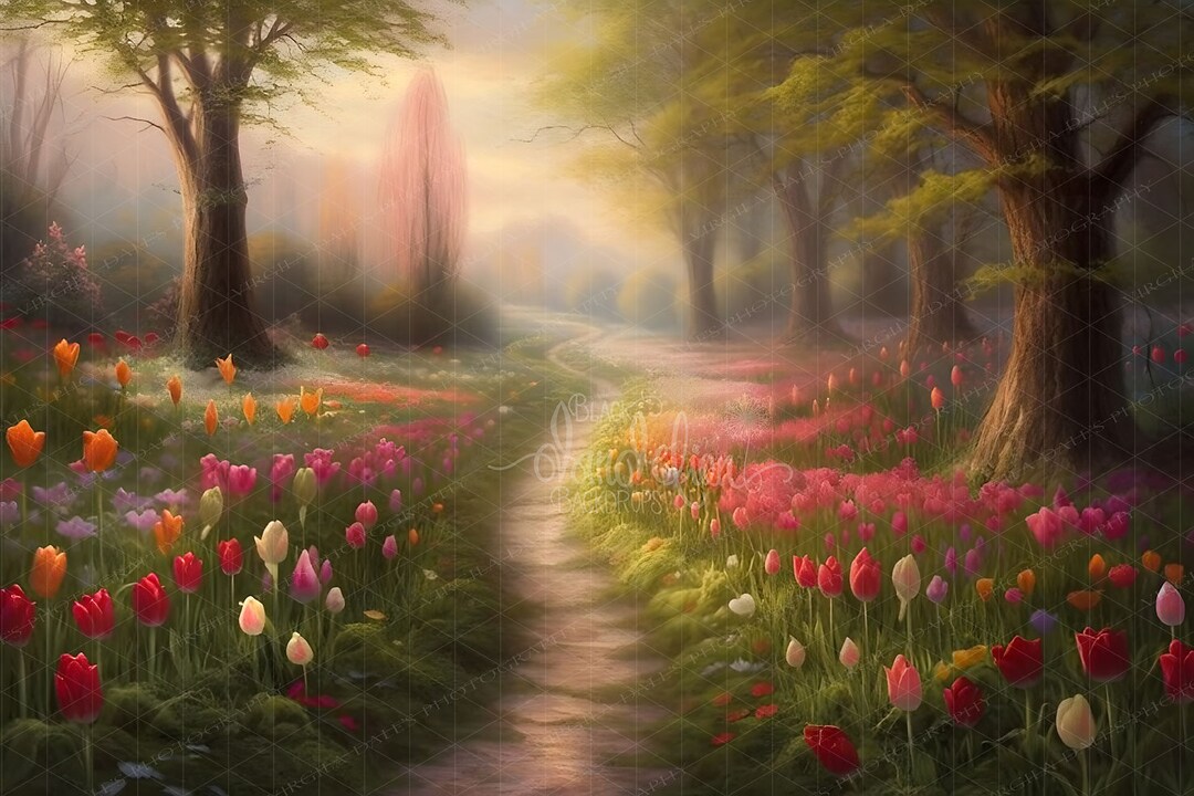 Tulip Path JPG Digital File for Photoshop, Overlay, Children, AI ...