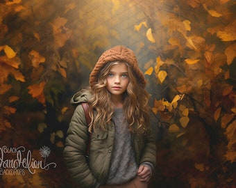 Fall Leaves Path Digital Background, Digital Backdrop for Photoshop ...