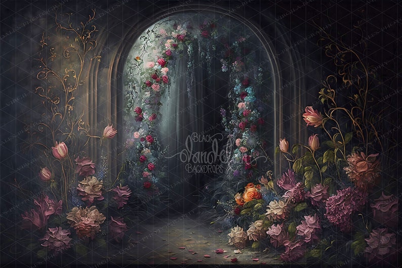 Vintage Arch Florals, Room Digital, Digital Backdrop for Photoshop ...