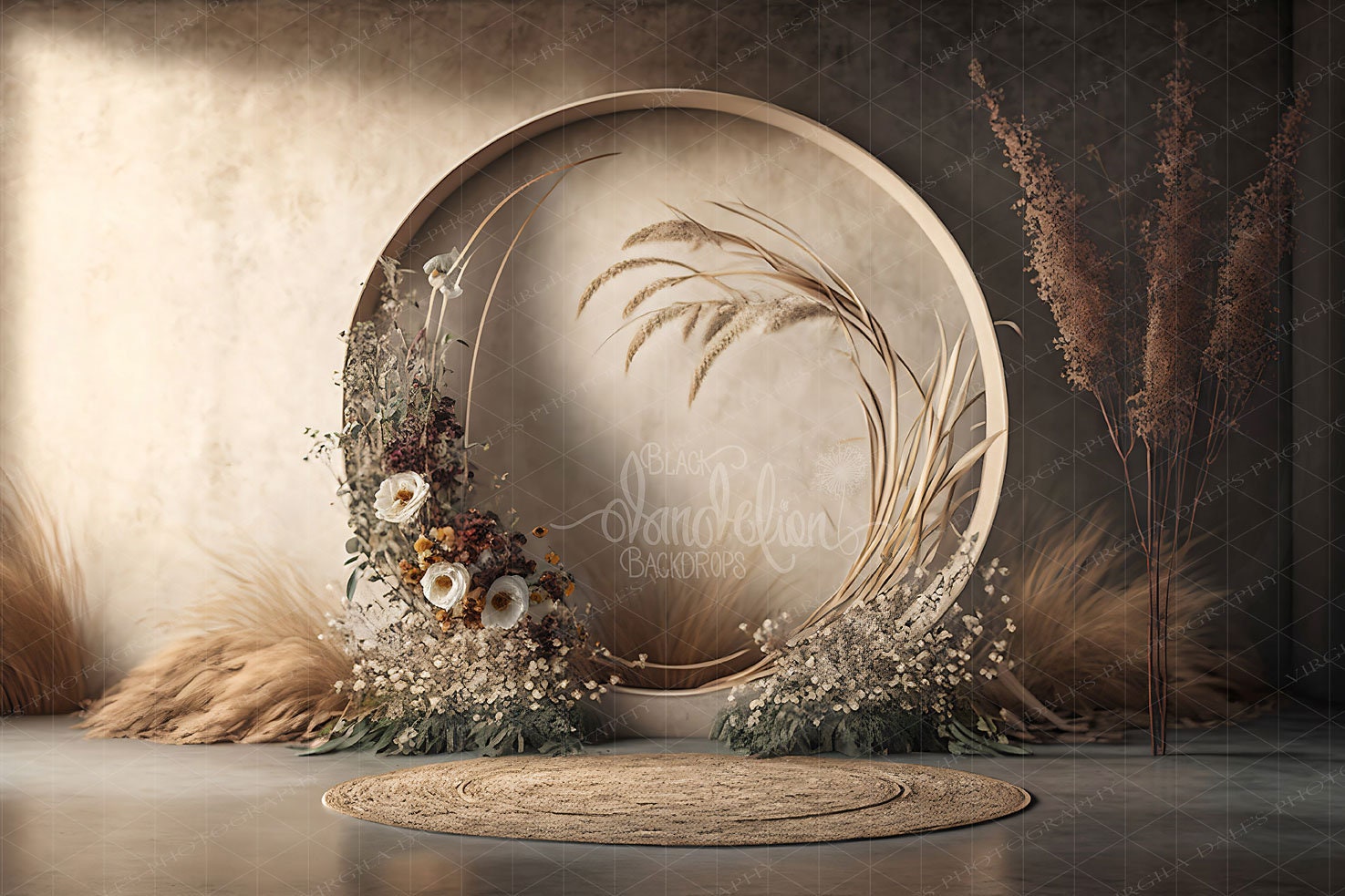 Boho Pampas Grass Ring Digital Digital Backdrop for - Etsy