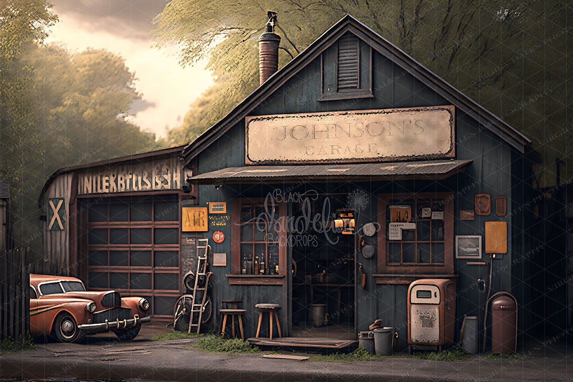 Mechanic Garage Digital Backdrop, Digital Backdrop for Photoshop, AI ...