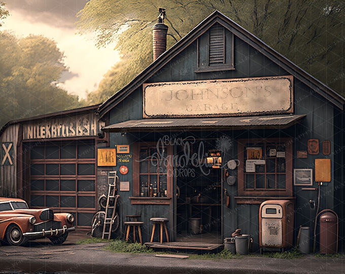 Mechanic Garage Digital Backdrop, Digital Backdrop for Photoshop, AI ...
