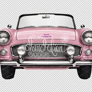 4 Pink Vintage Cars PNG Files, Overlays, AI Digital File - Etsy