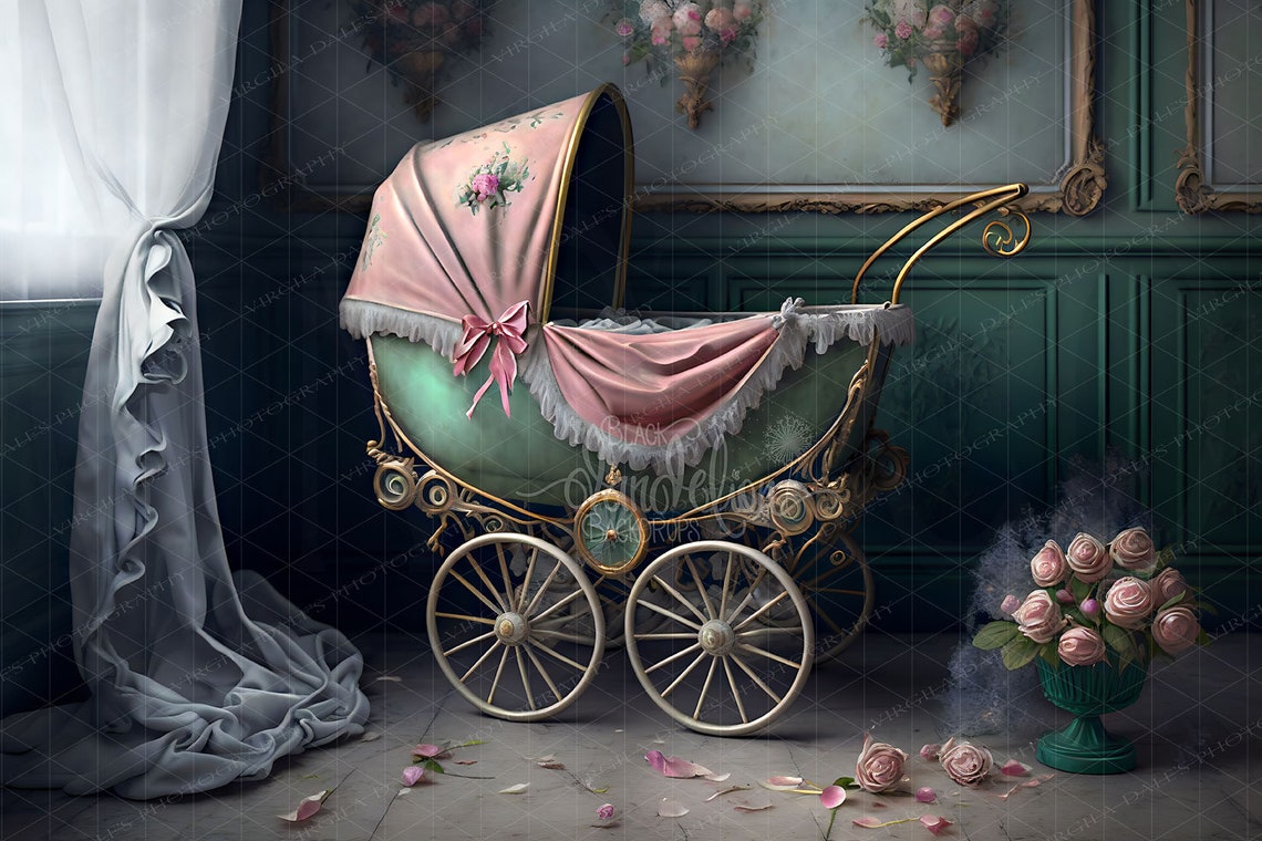 Newborn Stroller/pram Digital Backdrop, Digital Backdrop for Photoshop ...