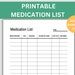 Printable Medication List Template, Track Medications, Instant Download ...