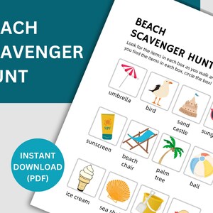 Beach Scavenger Hunt, Printable Beach Activity for Kids, Vacation ...
