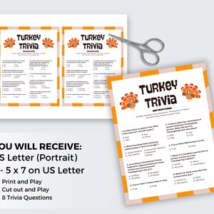 Turkey Trivia Game for Kids, Printable Family Thanksgiving Games ...