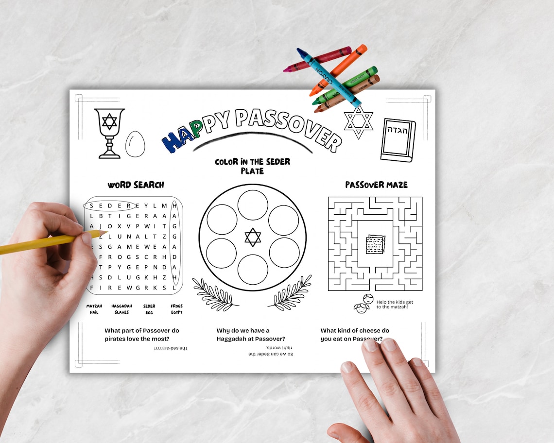 Passover Activity Sheet, Passover Games for Kids, Activity Placemat ...