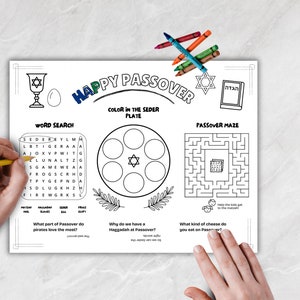 Passover Activity Sheet, Passover Games for Kids, Activity Placemat ...