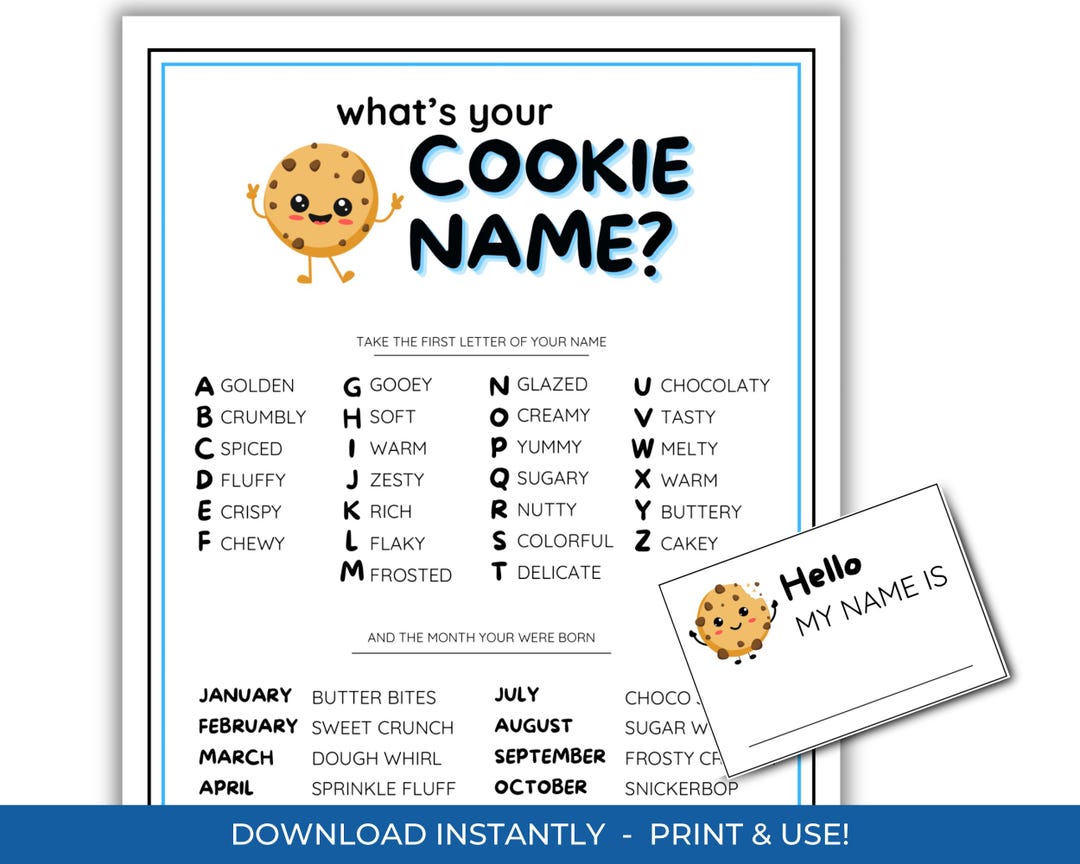 Cookie Name Generator Game: Printable Cookie Exchange Activity (digital ...