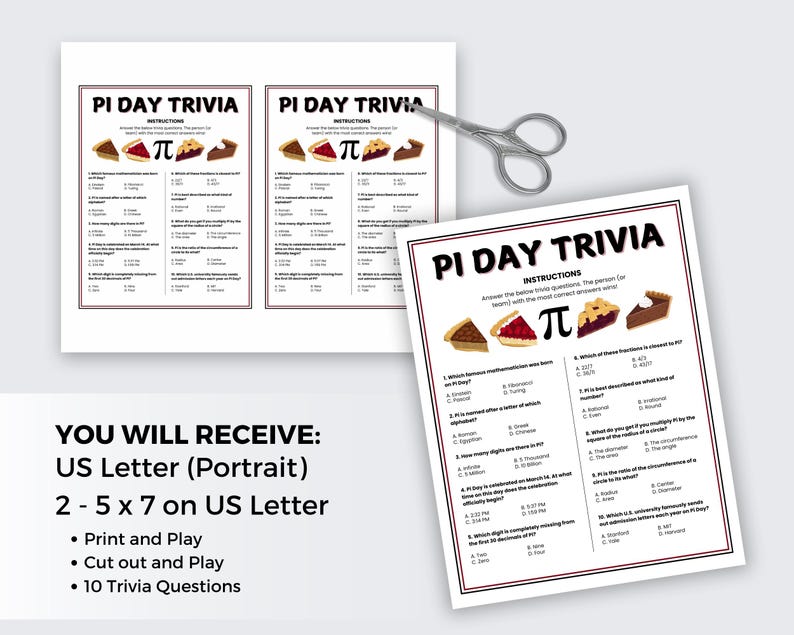 Pi Day Trivia Game: Fun Classroom Activity (digital Download) - Etsy