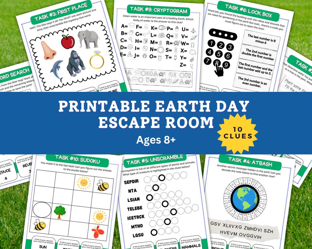 Earth Day Escape Room for Kids and Teens, Printable Park Escape Room ...