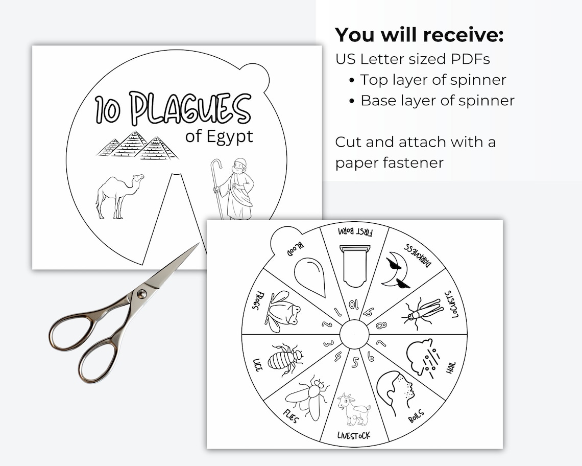 Passover Ten Plagues Craft, 10 Plagues Story Wheel, Passover Coloring ...