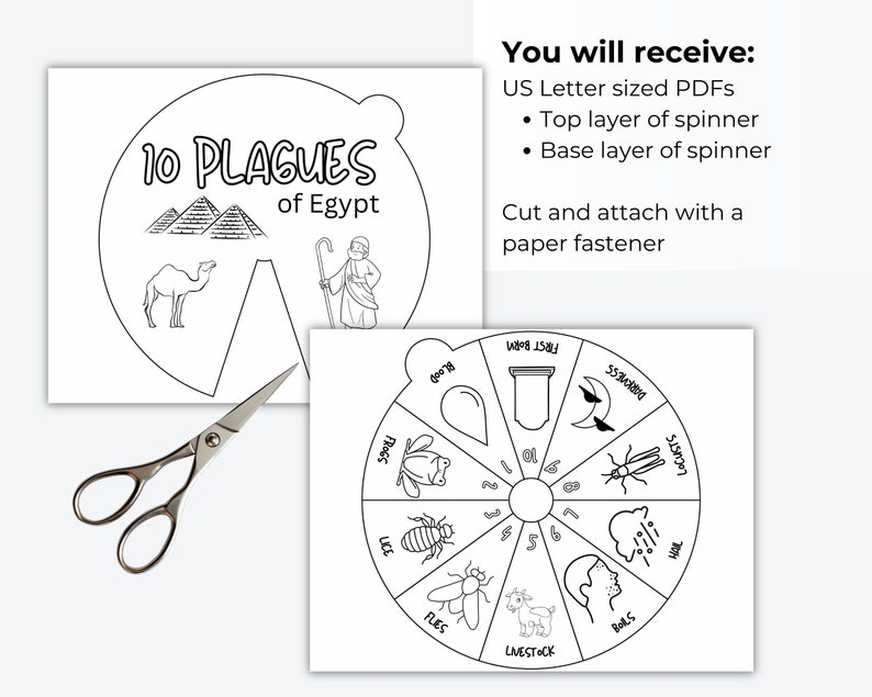 Passover Ten Plagues Craft, 10 Plagues Story Wheel, Passover Coloring ...