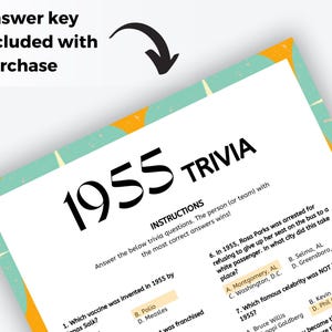 1955 Trivia Game, 70th Birthday Trivia, 1955 Birthday, Born in 1955 ...