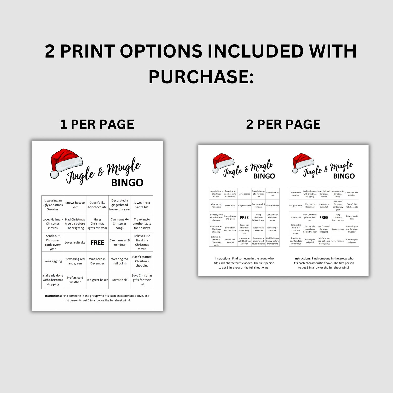 Jingle and Mingle Bingo Printable, Holiday Icebreaker Bingo, Work ...