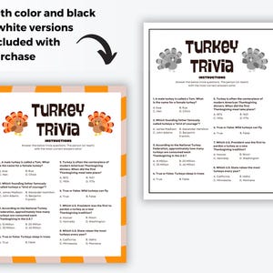 Thanksgiving Turkey Trivia Game: Family & Classroom Fun (printable PDF ...
