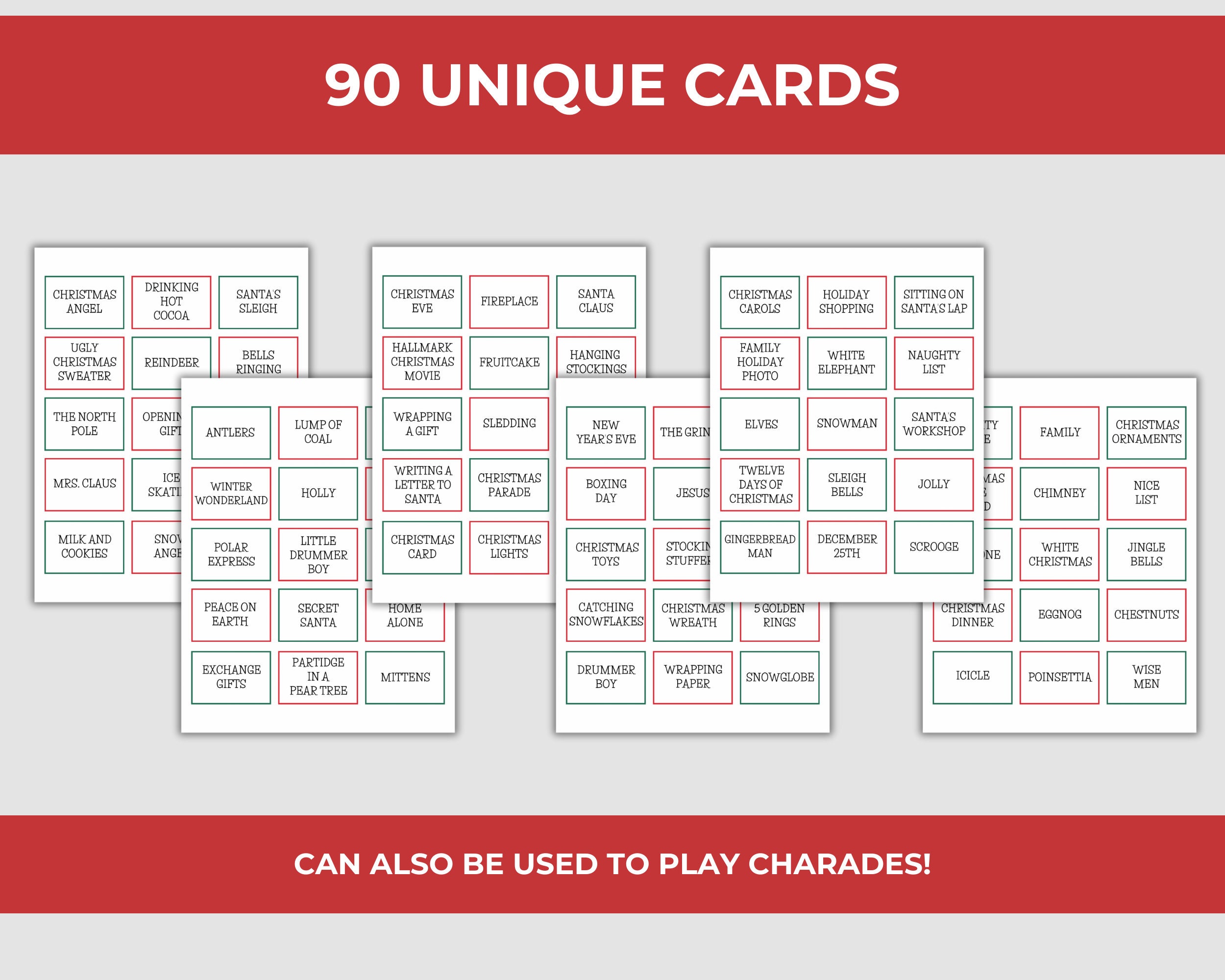 Christmas Pictionary Game, Printable Holiday Pictionary, Family ...