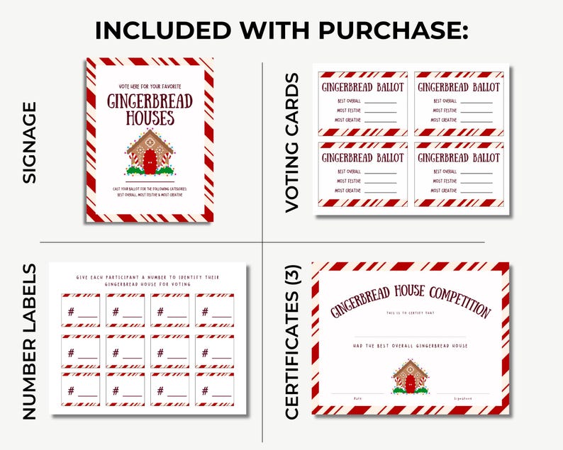 Gingerbread House Contest Ballot Bundle, Printable Gingerbread House ...