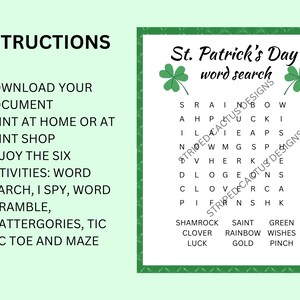 St Patrick’s Day Printable Games Bundle | Instant Download Classroom ...