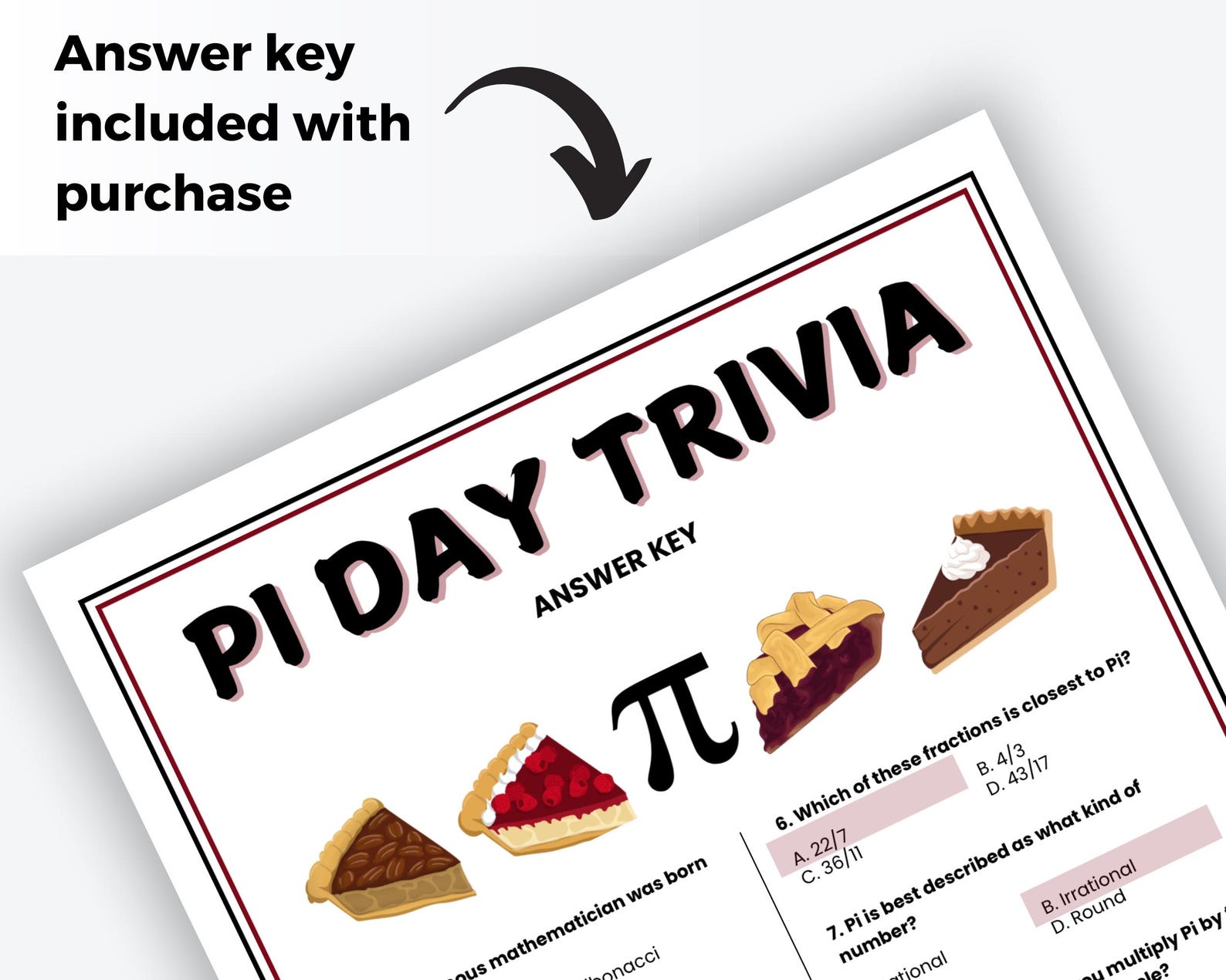 Pi Day Trivia Game: Fun Classroom Activity (digital Download) - Etsy