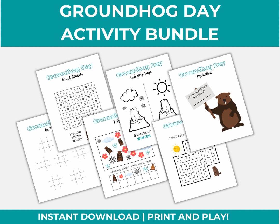 Groundhog Day Printable Activities Bundle, Groundhog Day Games for ...