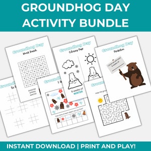 Groundhog Day Printable Activities Bundle, Groundhog Day Games for ...