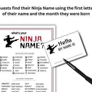 What's Your Ninja Name Game, Printable Ninja Name Generator, Ninja Name ...
