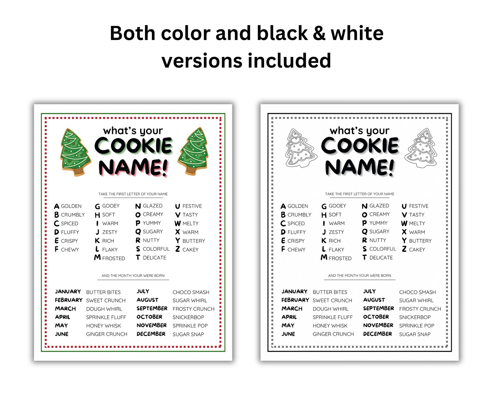 Christmas Cookie Name Game, Printable What's Your Christmas Cookie Name ...