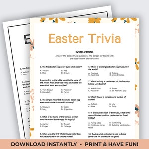 Easter Trivia Game, Printable Easter, Sunday School Easter Game, Easter ...