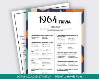 1965 Trivia, 1965 Trivia Game, Born in 1965, 60th Birthday Trivia Game ...
