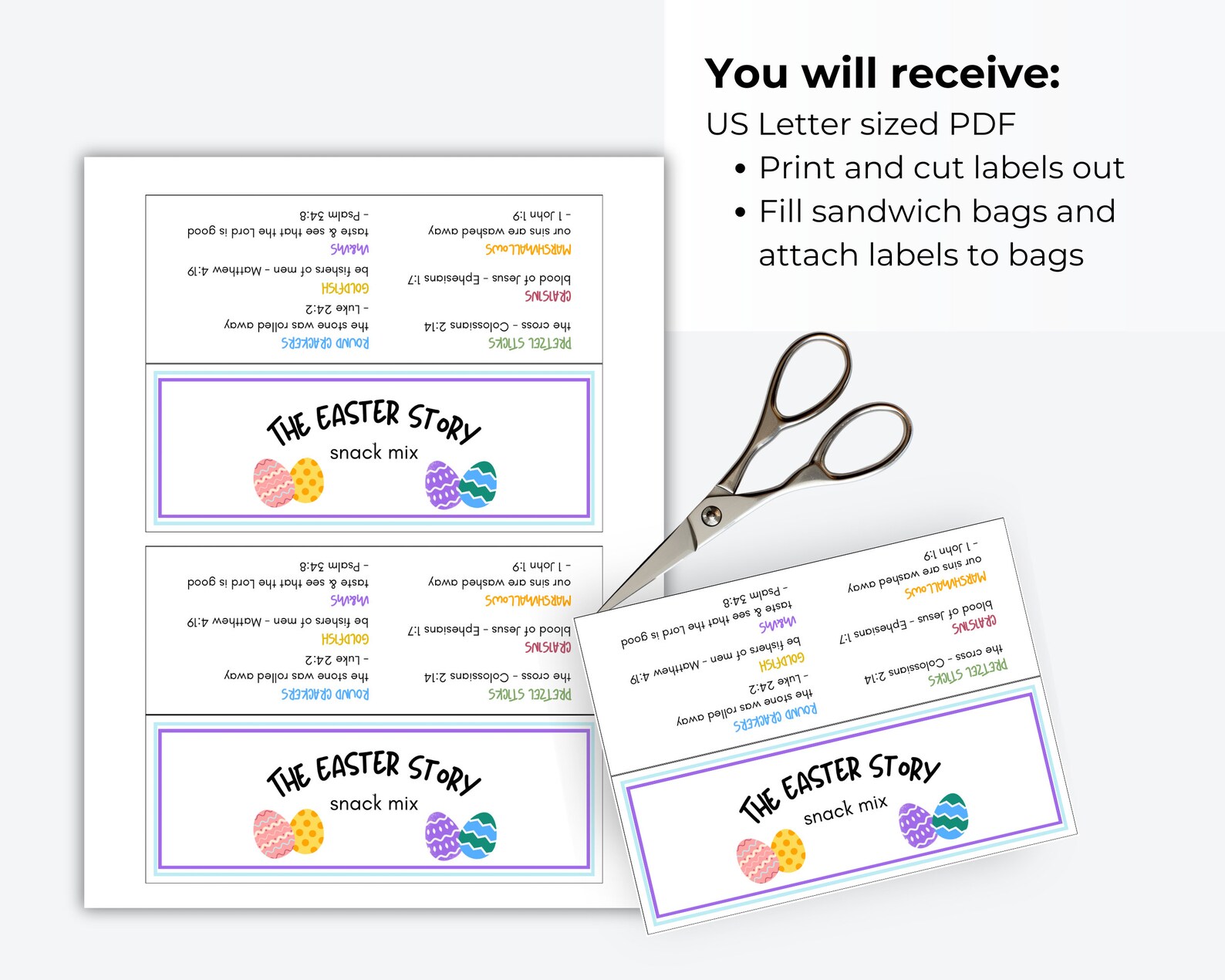 Easter Story Snack Mix Printable Labels, Easter Story DIY Gift Idea ...