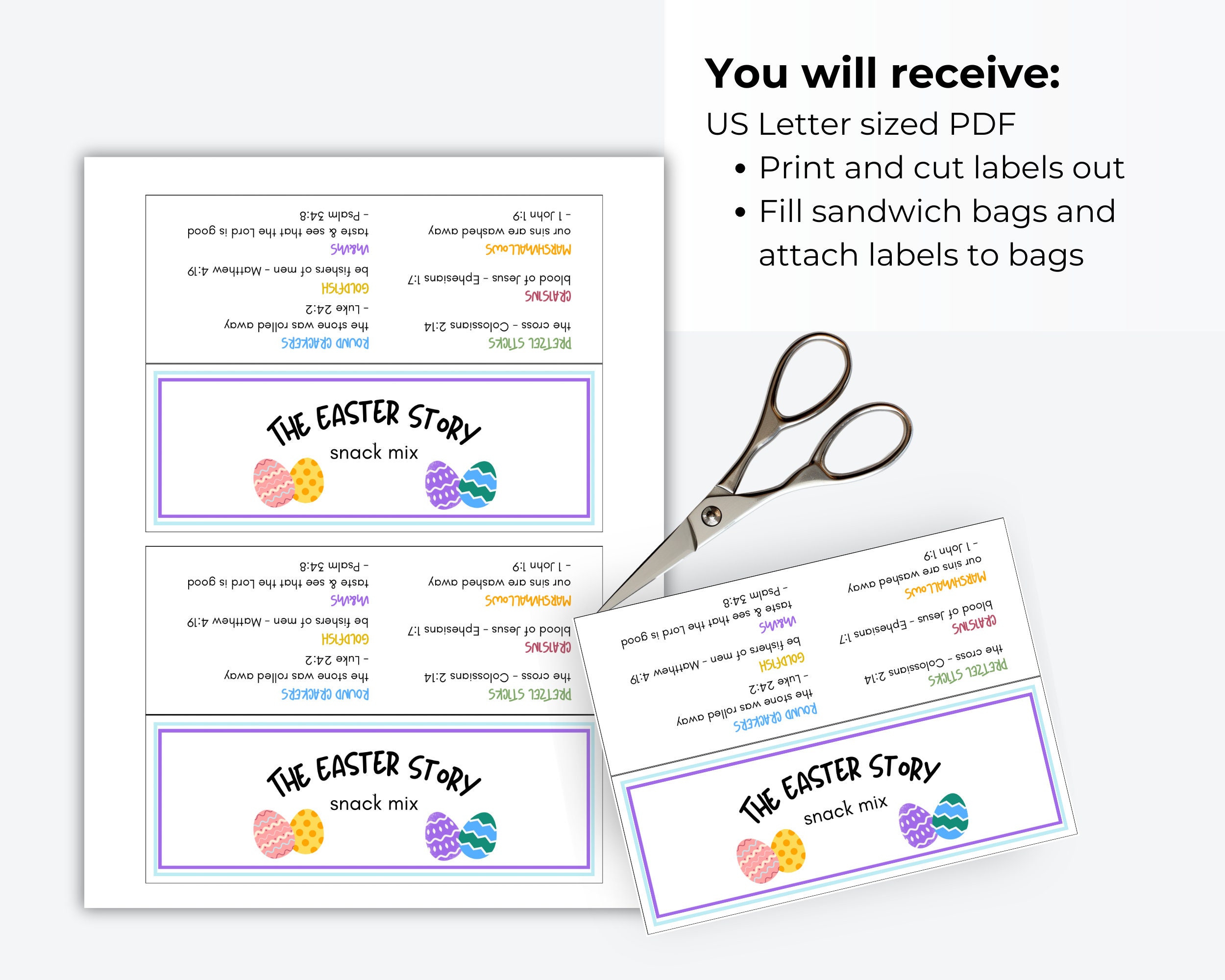 Easter Story Snack Mix Printable Labels, Easter Story DIY Gift Idea ...