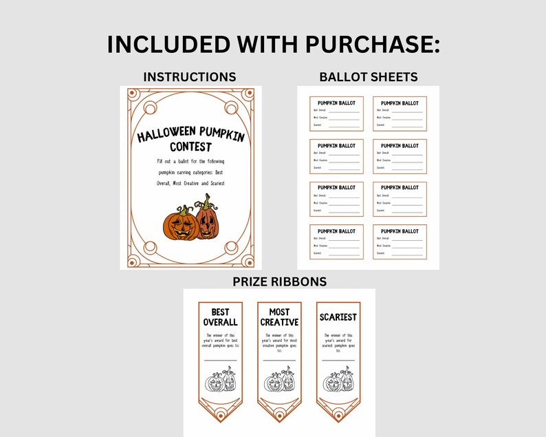 Halloween Ballot for Pumpkin Carving Contest, Halloween Party Contest ...