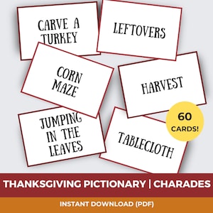 Thanksgiving Pictionary Game, Printable Thanksgiving Charades ...