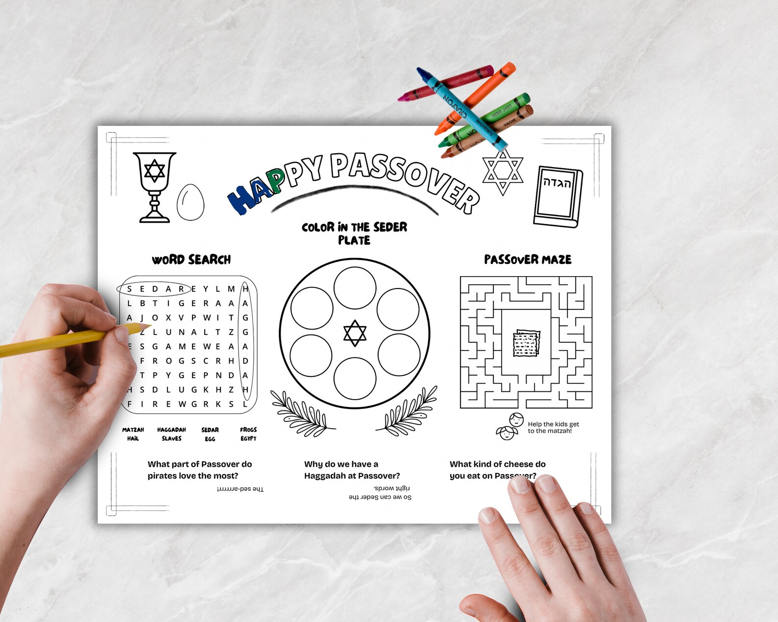 Passover Activity Sheet, Passover Games for Kids, Activity Placemat ...