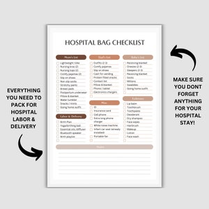 Hospital Packing Checklist for Labor and Delivery, Mom Hospital Bag ...