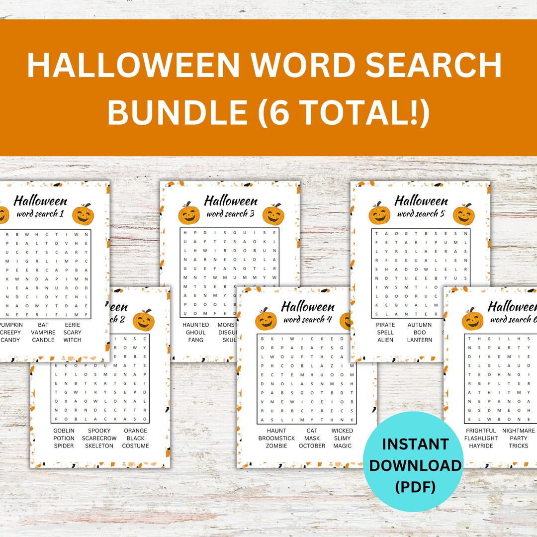 Halloween Word Search Bundle Printable, Instant Download Halloween ...