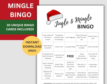 Mix and Mingle Bingo, Christmas Bingo Cards, Find the Guest Bingo, Work ...